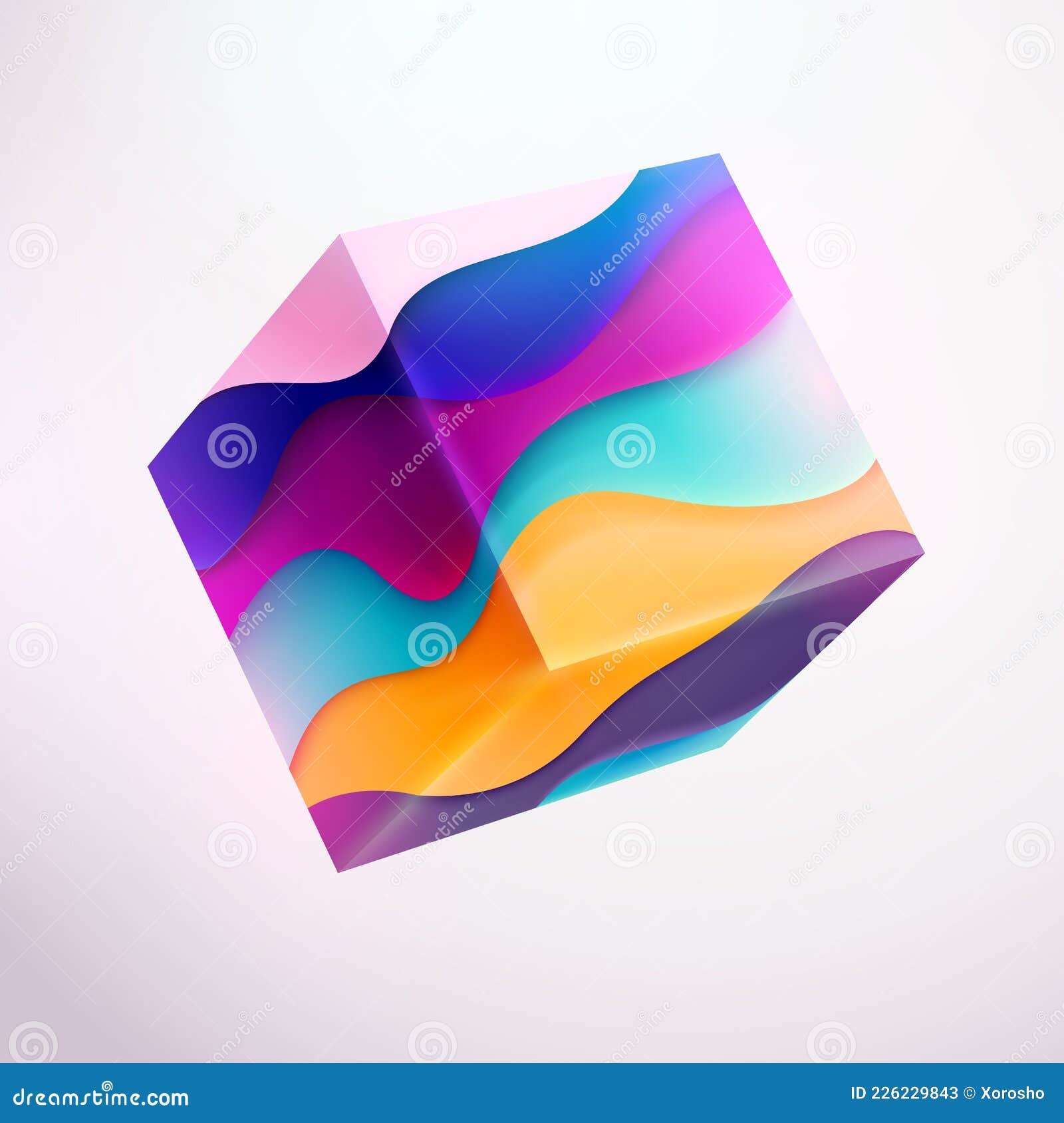 3D colored striped cube stock vector. Illustration of layer - 226229843