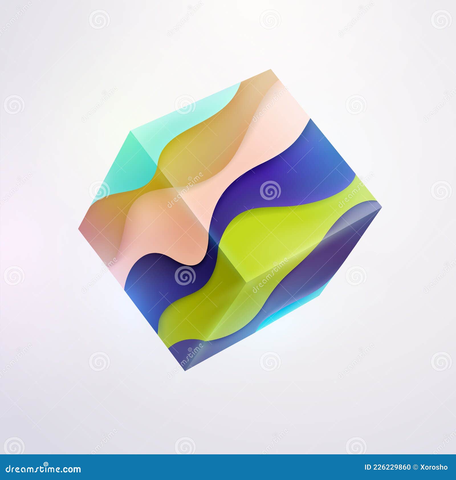 3D colored striped cube stock vector. Illustration of colorful - 226229860