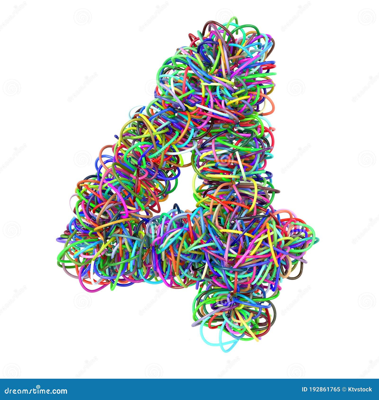 3d Colored Wires Creative Cartoon Decorative Number 4 Stock ...