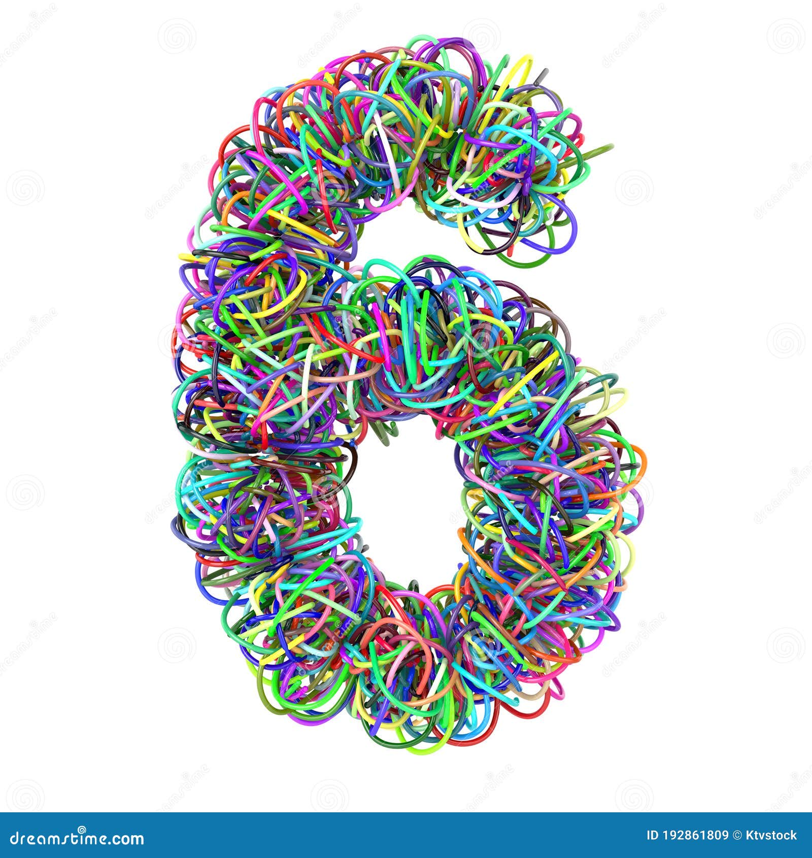 3d Colored Wires Creative Cartoon Decorative Number 6 Stock ...