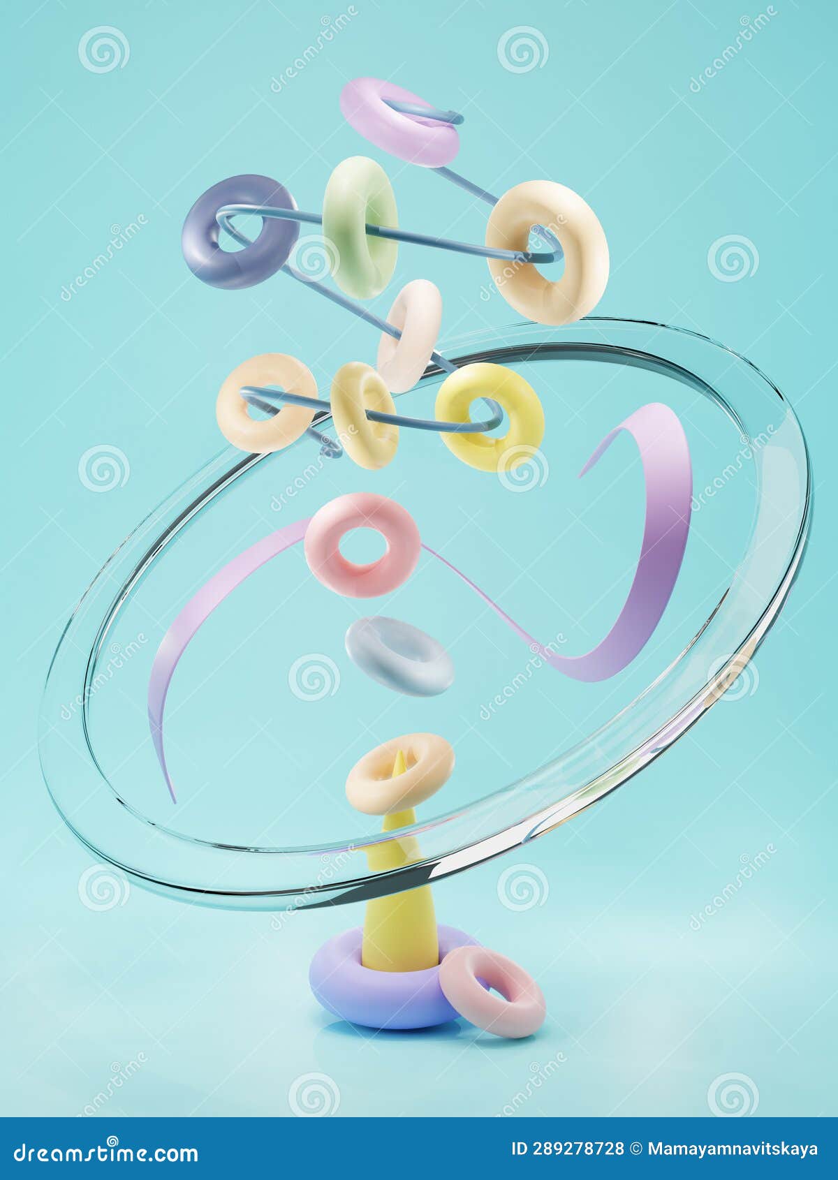 3D Colorful Abstract Shape and Glass Object Illustration. Playful ...
