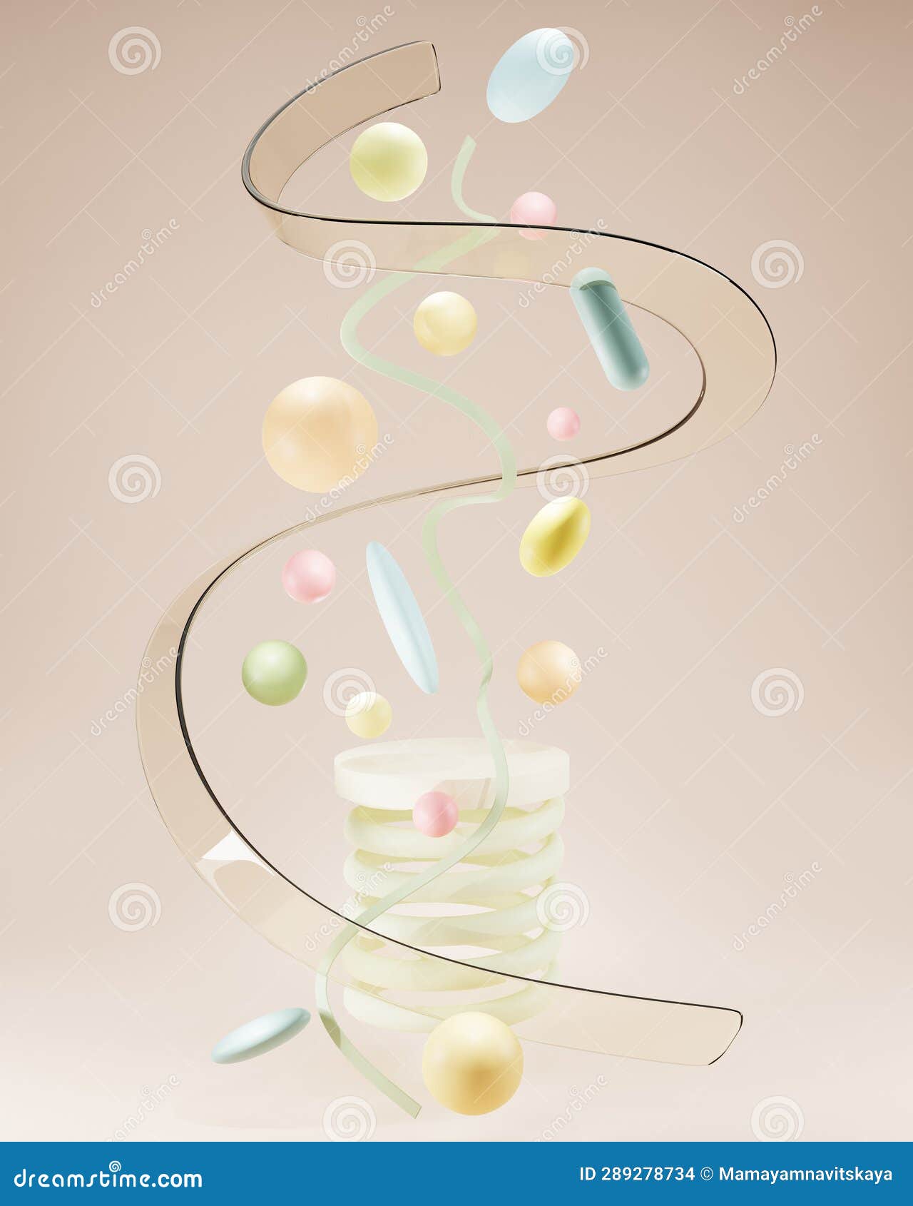 3D Colorful Abstract Shape and Glass Object Illustration. Playful ...
