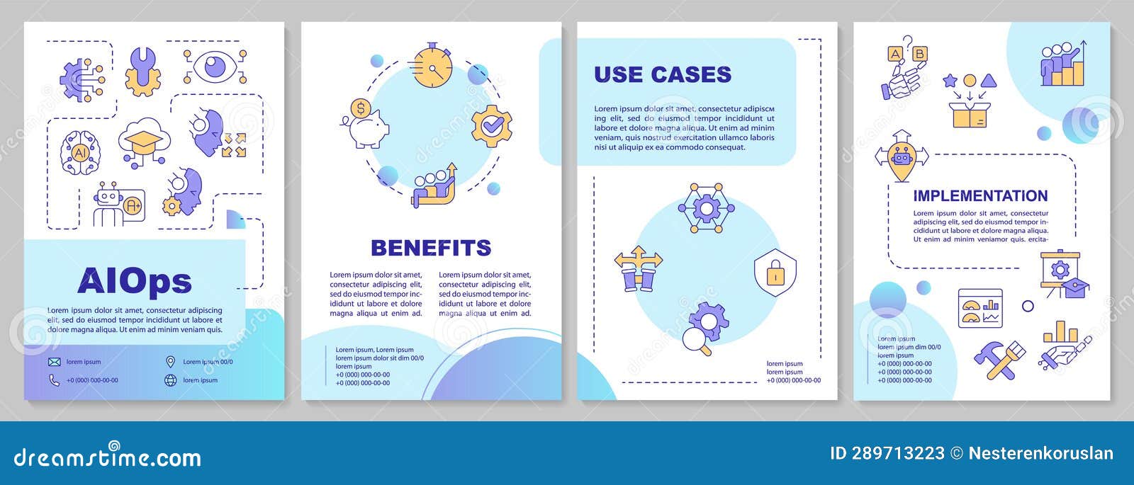 2D Brochure with AI Ops Linear Icons Stock Illustration - Illustration ...