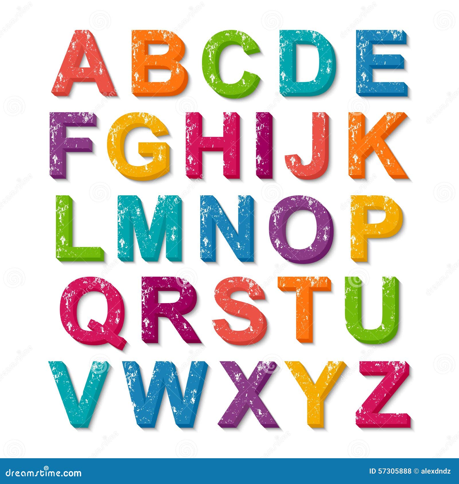 3D Colorful Alphabet Grunge Font Style Stock Vector - Illustration of ...
