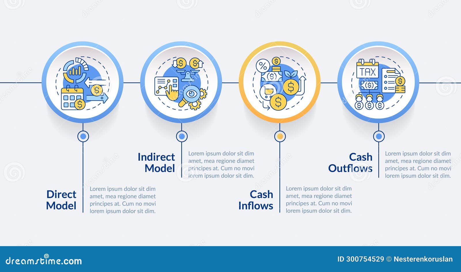 2D Colorful Cash Flow Layout with Creative Icons Stock Vector ...