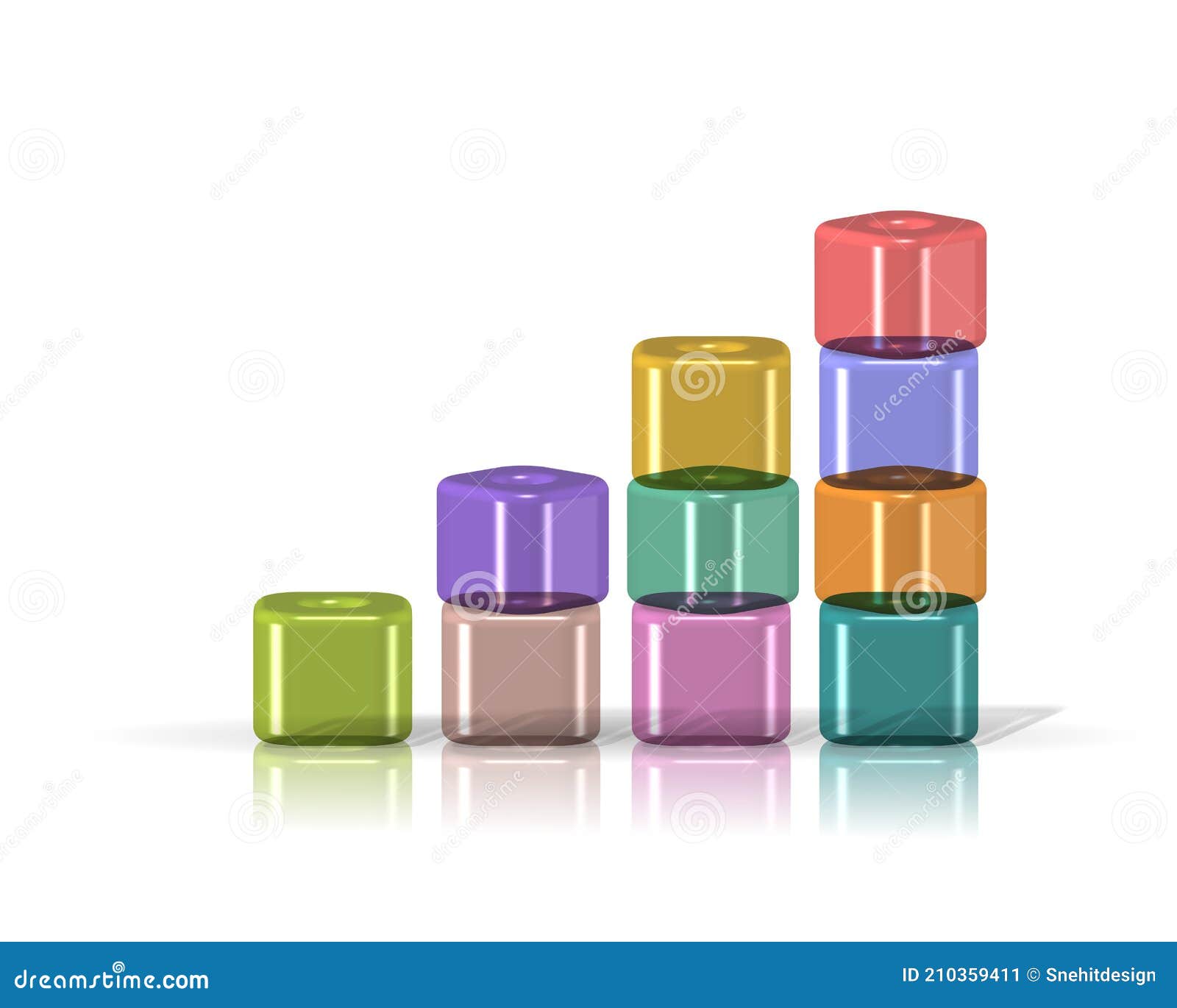 3D Colorful Cubical Elements Arranged in Stack Stock Illustration ...