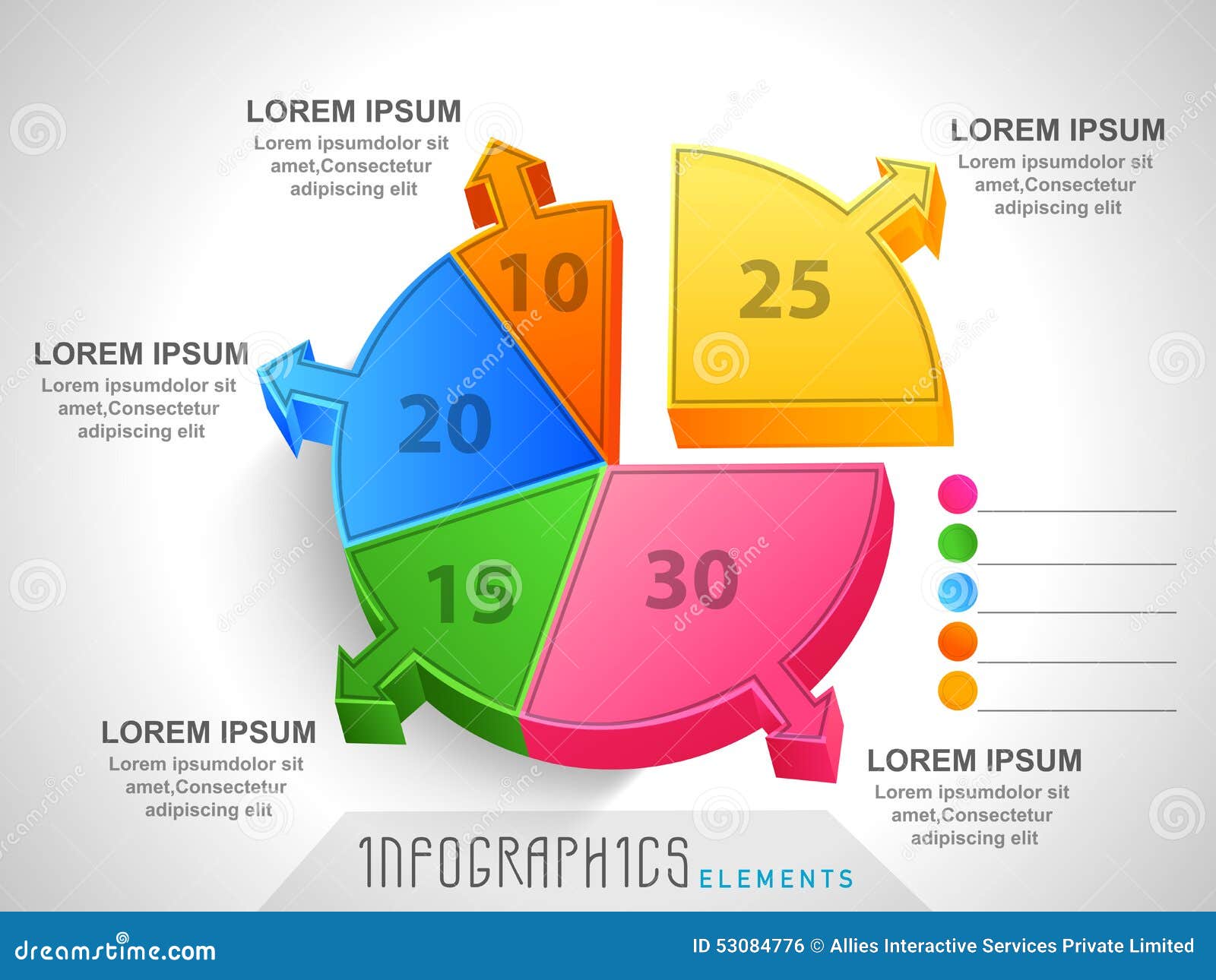 3D Colorful Pie Chart Infographic for Business. Stock Illustration ...