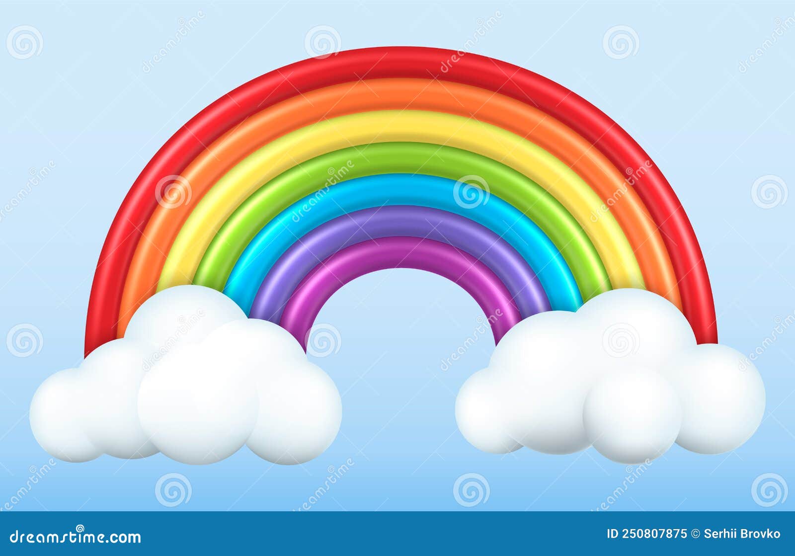 3d Colorful Rainbow with Clouds. Vector Illustration Stock Vector ...