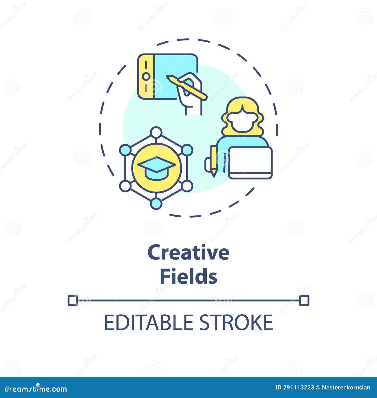 2D Colorful Thin Linear Icon Creative Fields Concept Stock Vector ...