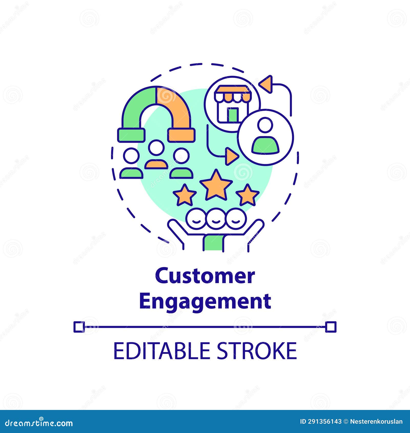 2D Colorful Thin Linear Icon Customer Engagement Concept Stock Vector ...