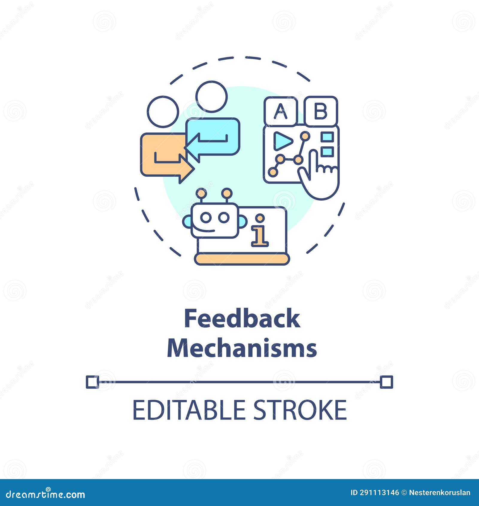 2D Colorful Thin Linear Icon Feedback Mechanisms Concept Stock Vector ...