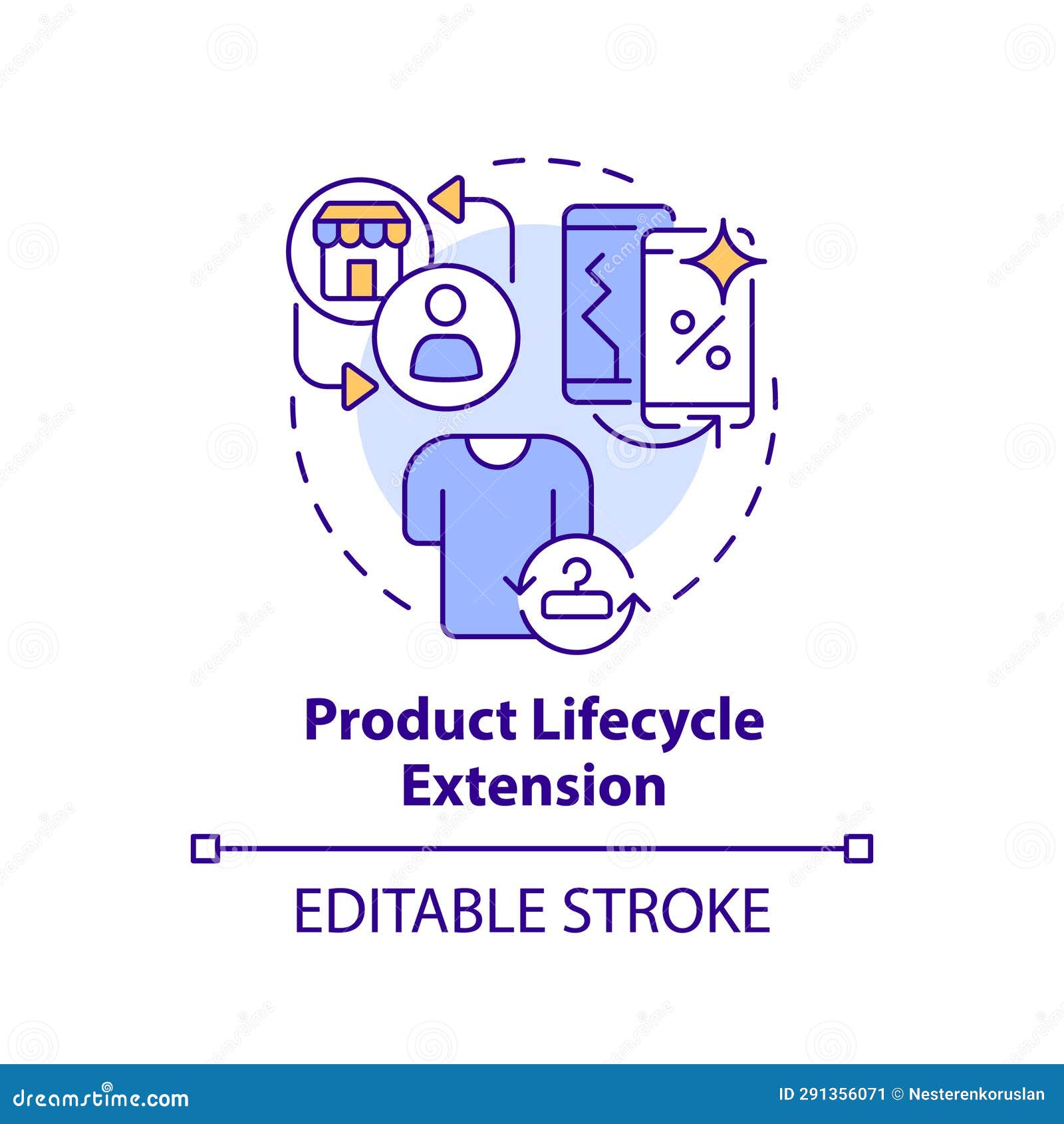 2d Colorful Thin Linear Icon Product Lifecycle Extension Concept Stock