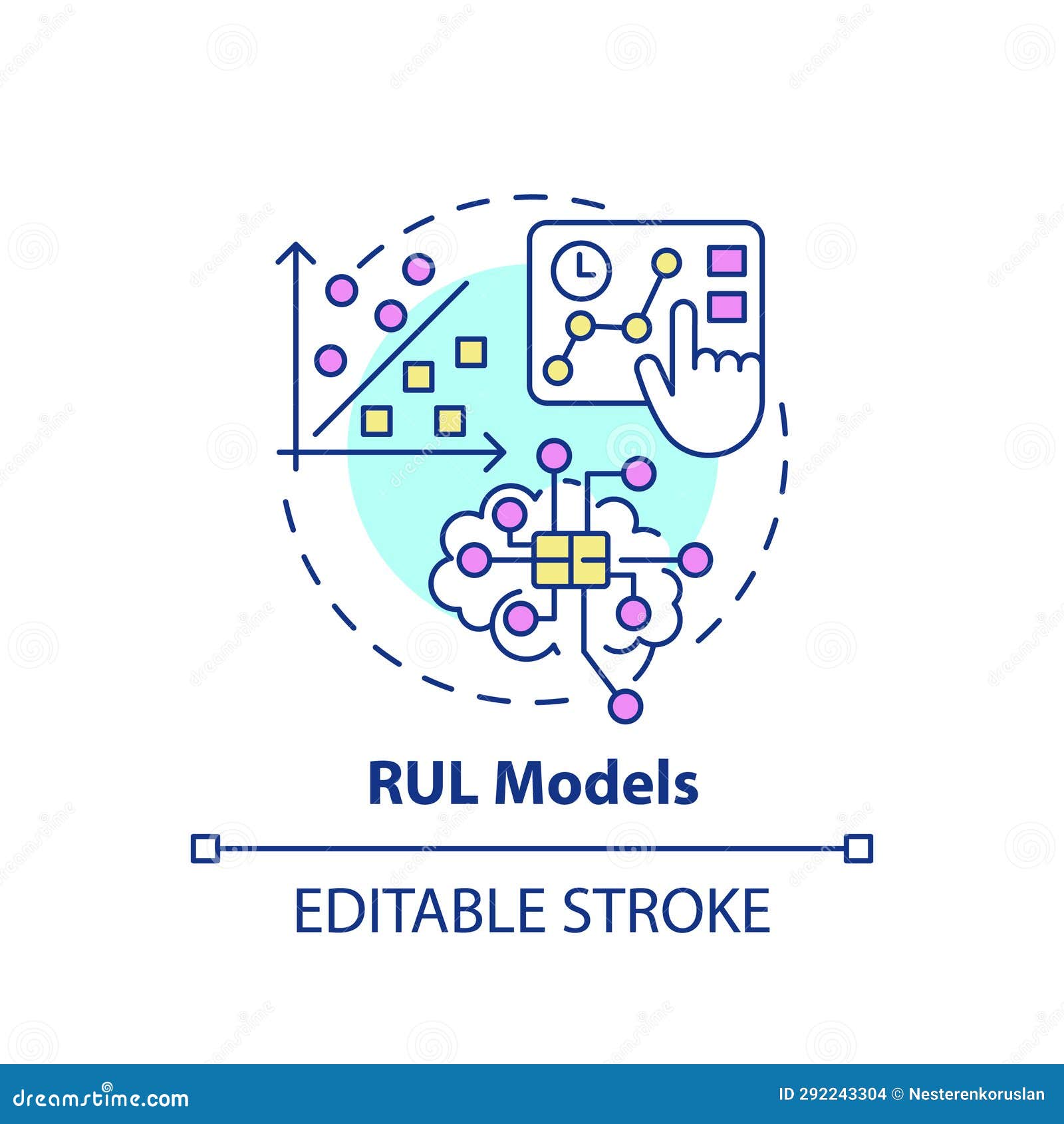 2D Colorful Thin Linear Icon RUL Models Concept Stock Vector ...
