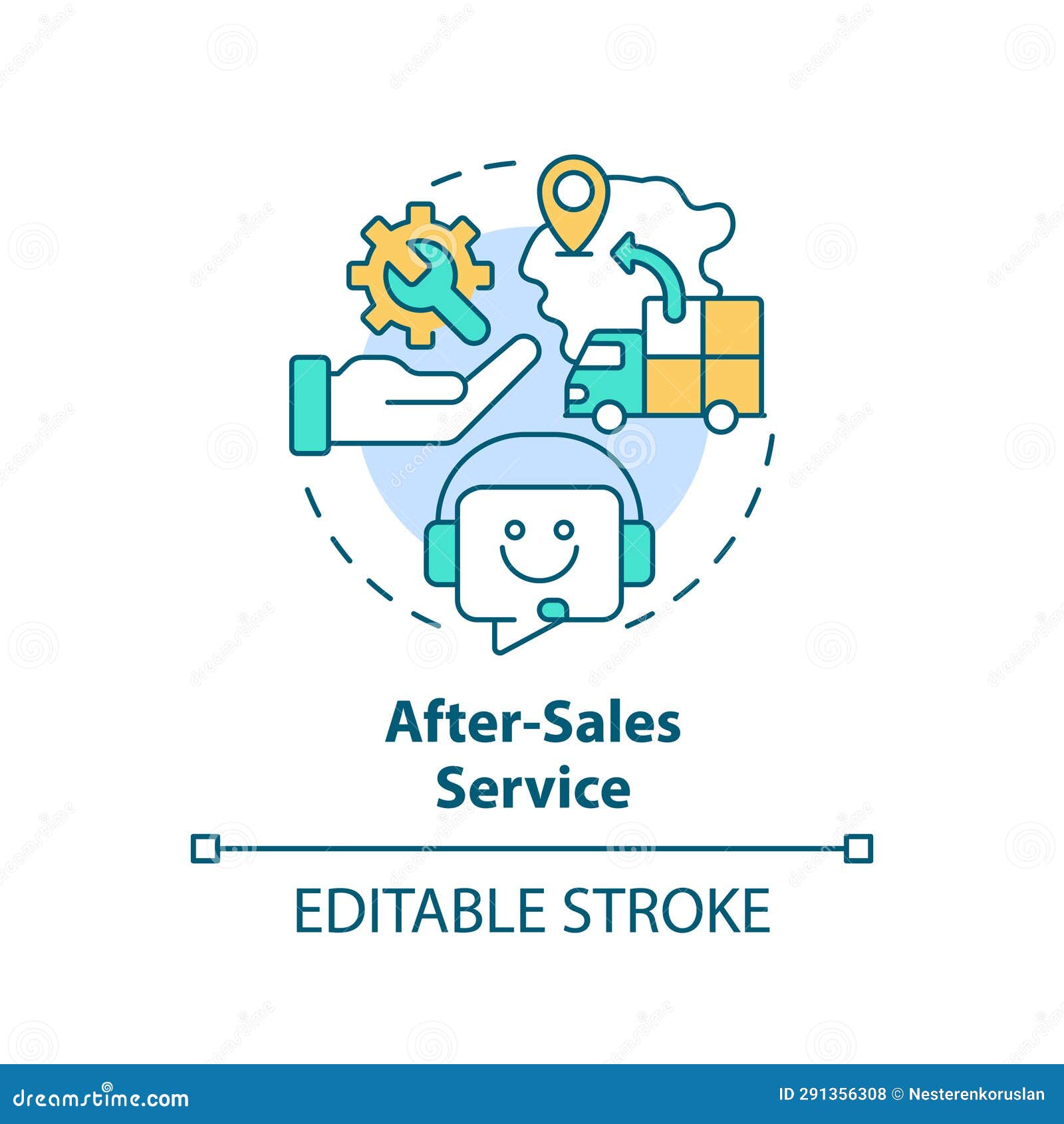 2d Colorful Thin Linear Icon After Sales Service Concept Stock Vector
