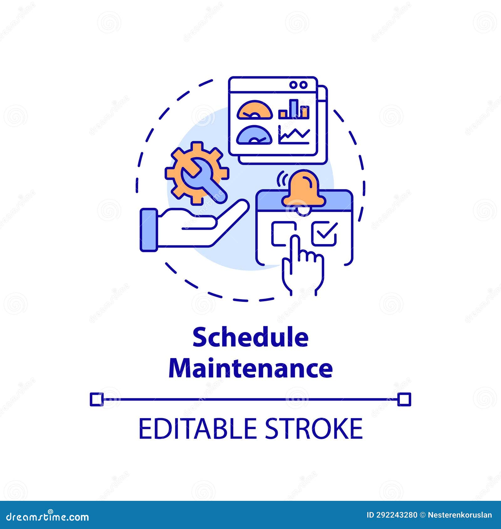2D Colorful Thin Linear Icon Schedule Maintenance Concept Stock Vector ...