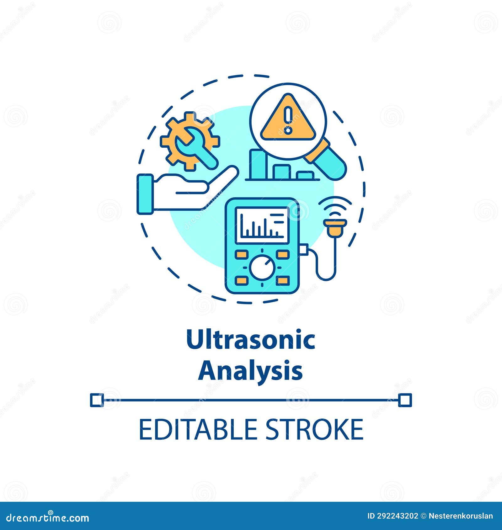 2D Colorful Thin Linear Icon Ultrasonic Analysis Concept Stock Vector ...