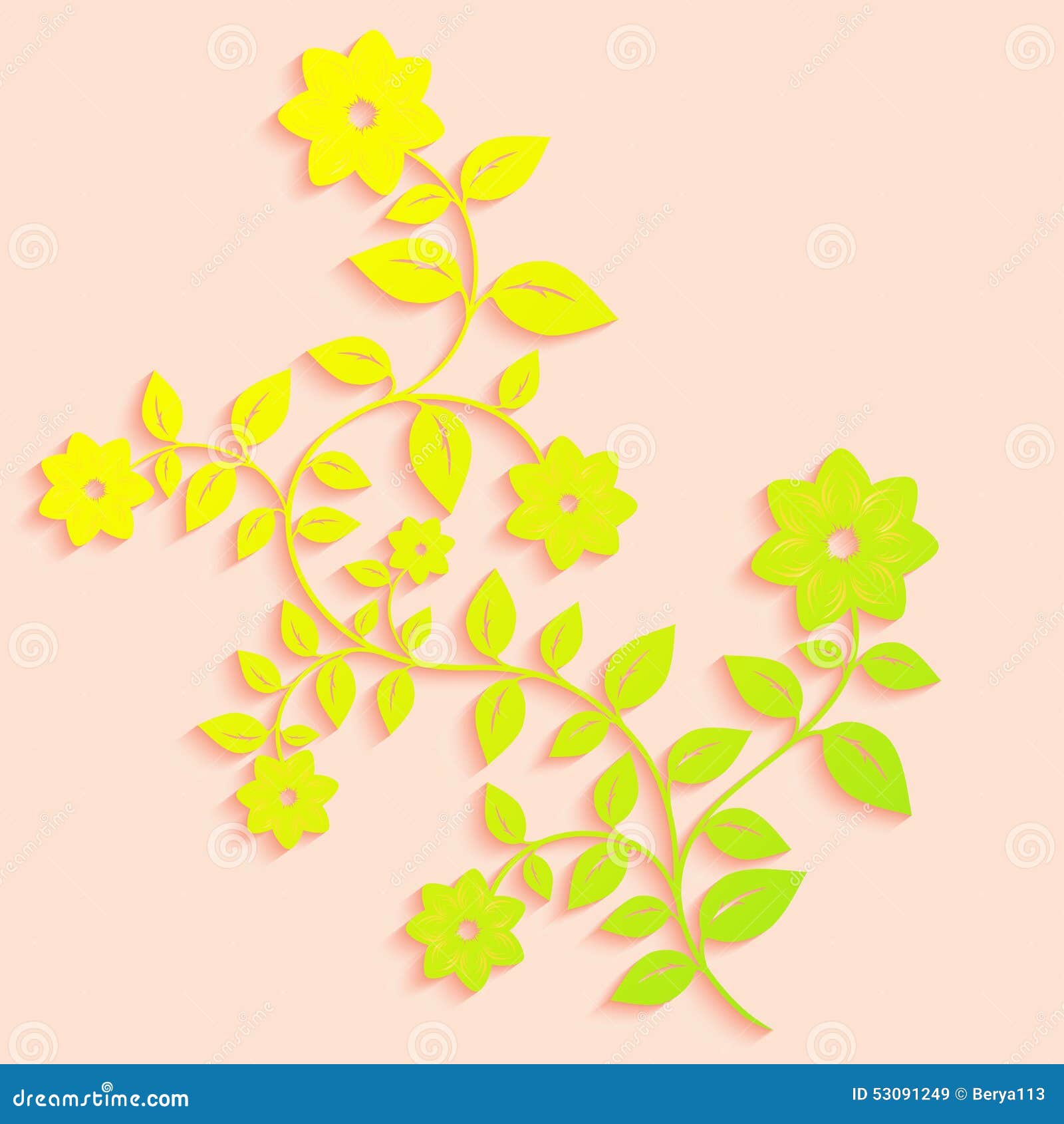 3D Colorful Vector Flower with Shadows and Place Stock Vector ...