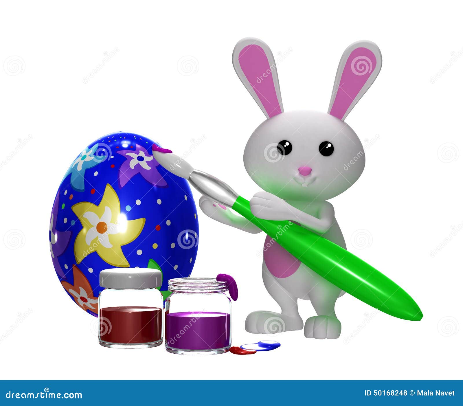 3d Colorfull Easter Bunny Painting Egg Stock Illustration ...