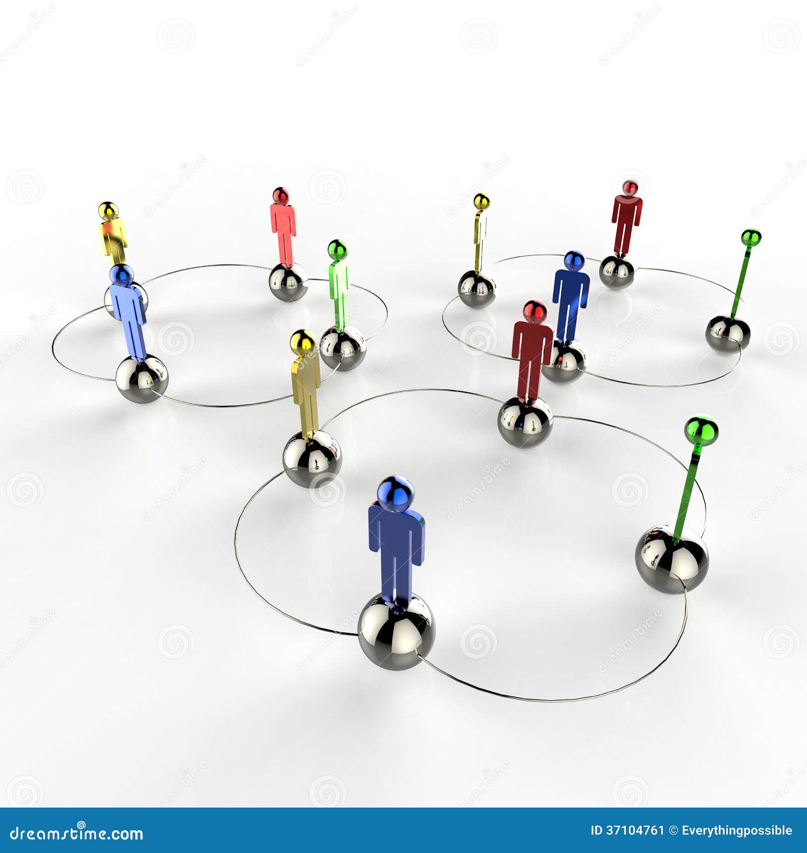 3d Colors Stainless Human Social Network Stock Illustration ...
