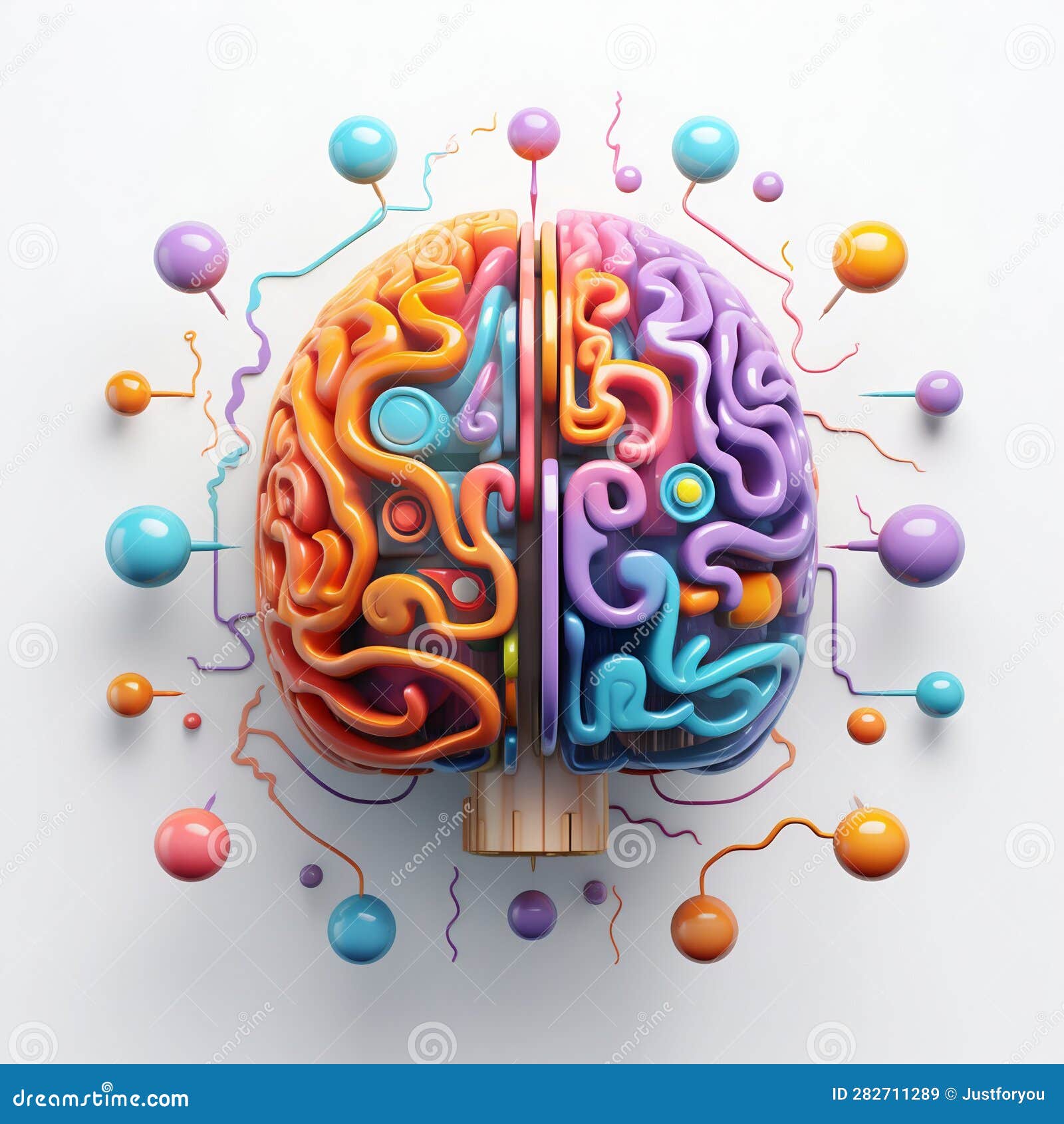 3D Colourful Brain UI on White Background. Generative Ai Stock ...
