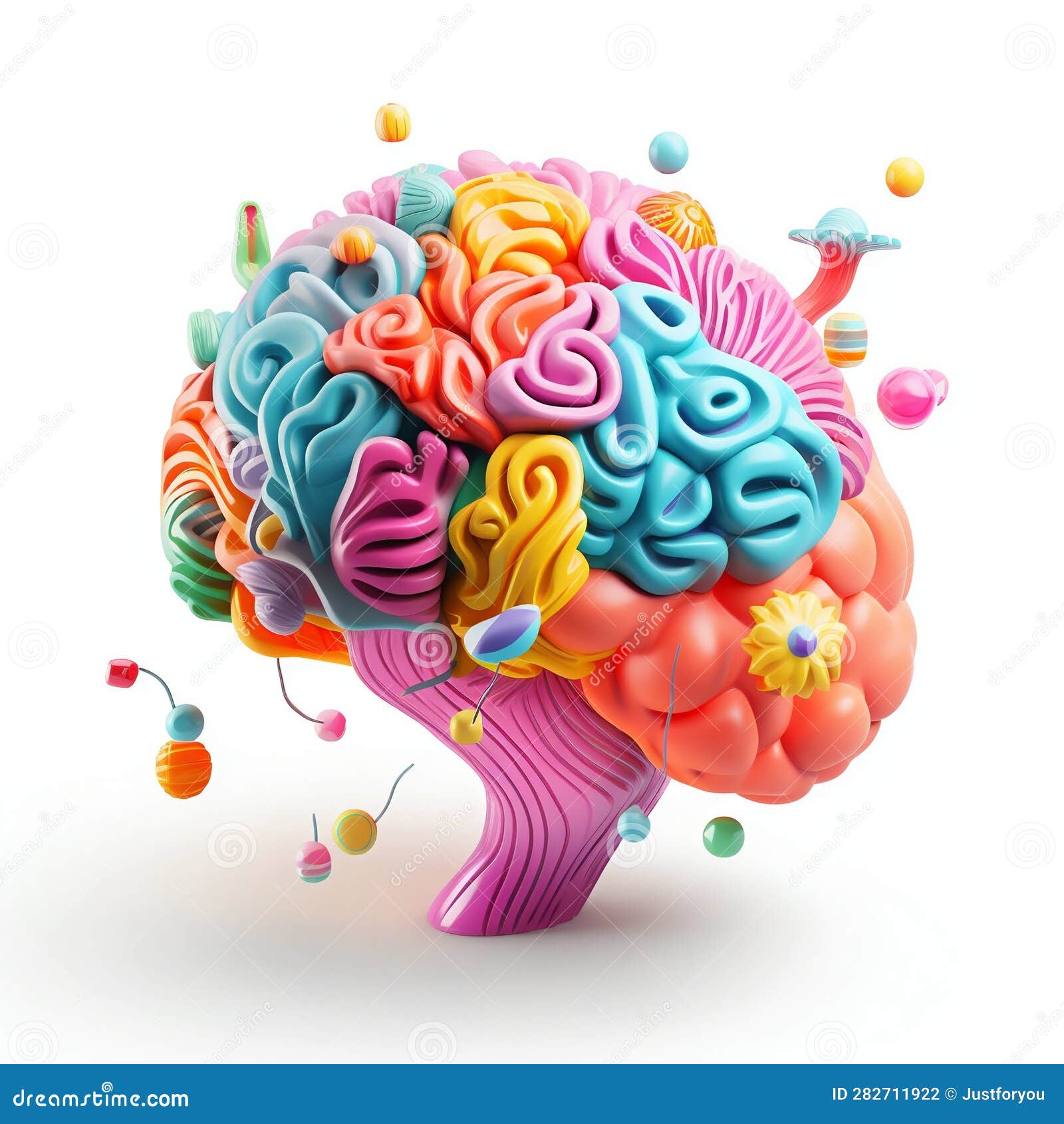 3D Colourful Brain UI on White Background. Generative Ai Stock ...