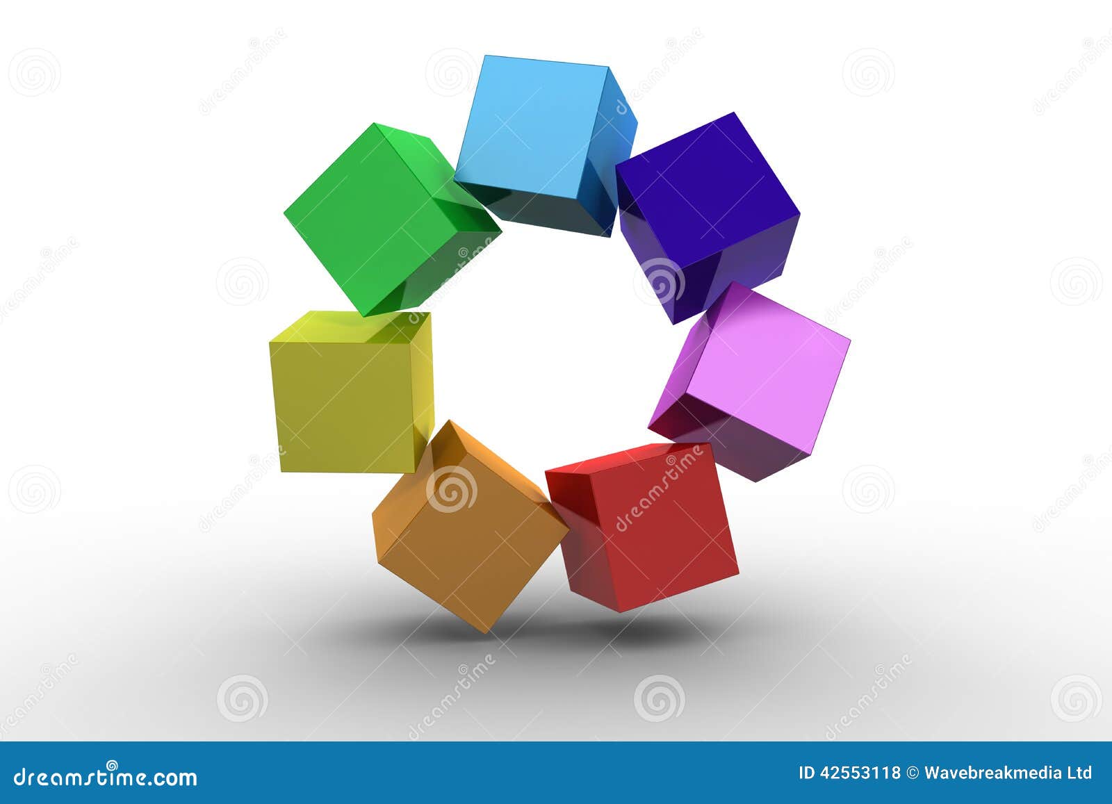 3d Colourful Cubes in a Circle Stock Illustration - Illustration of ...