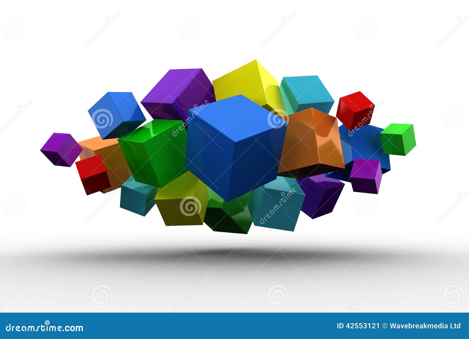 3d Colourful Cubes Floating in a Cluster Stock Illustration ...