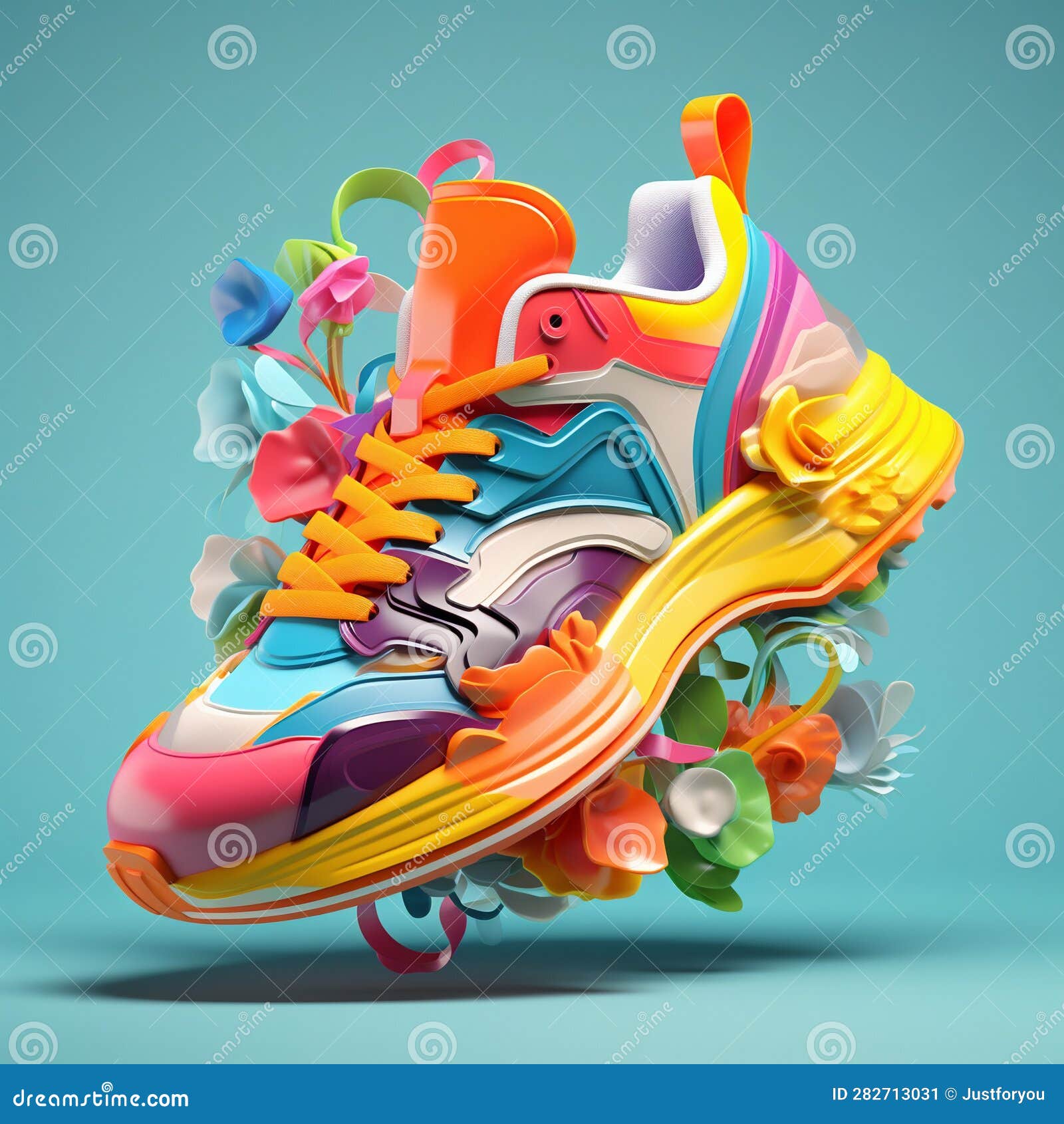 3D Colourful Sneaker Shoe Splashed with Colored Liquid. Generative Ai ...