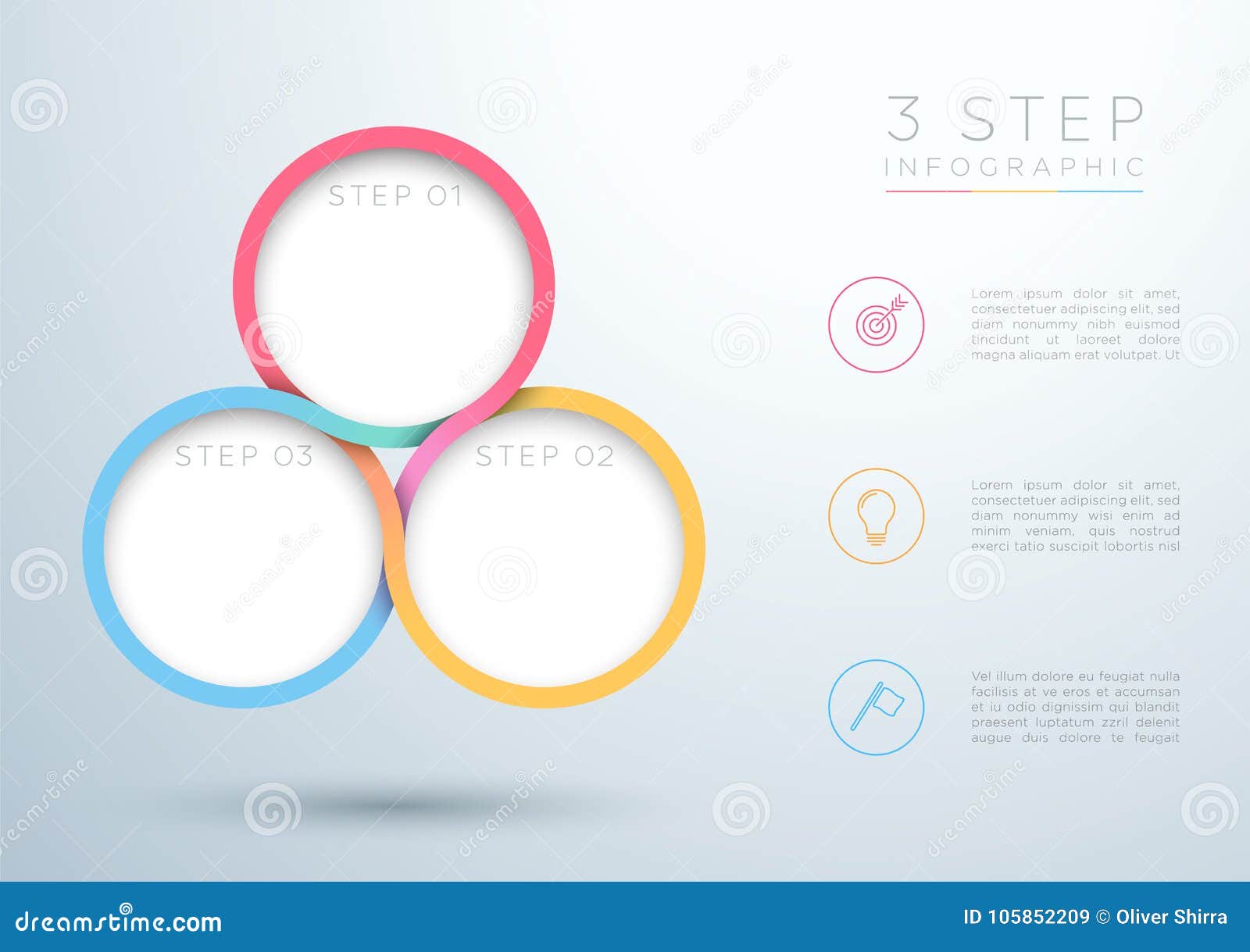 Infographic Colourful 3 Step Interweaving Circle Diagram Stock Vector ...