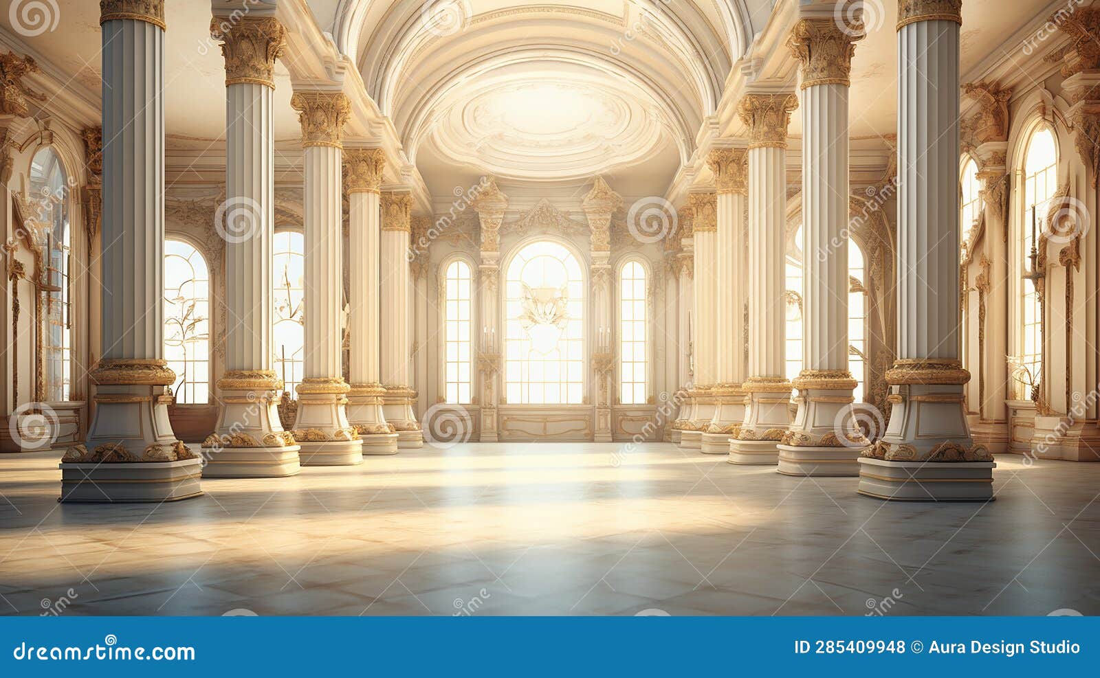 3d Columns Wallpaper. Elegant Interior Old Palace Stock Illustration ...