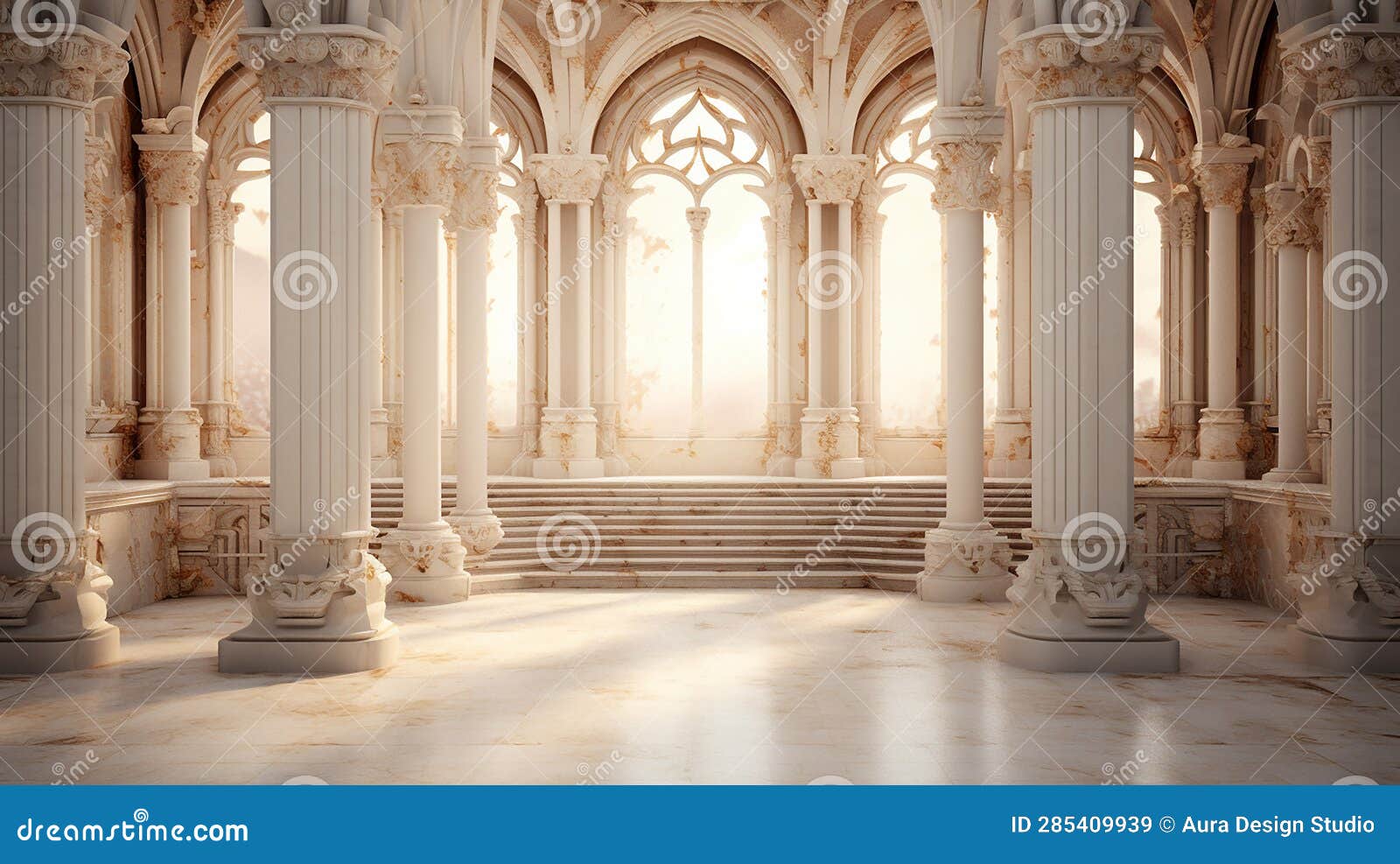 3d Columns Wallpaper. Interior Old Palace with Sunlight Stock ...