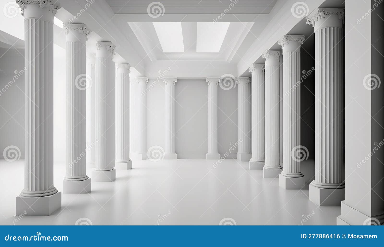 3d Columns Wallpaper. Interior White Corridor Hall Palace. 3d Render ...