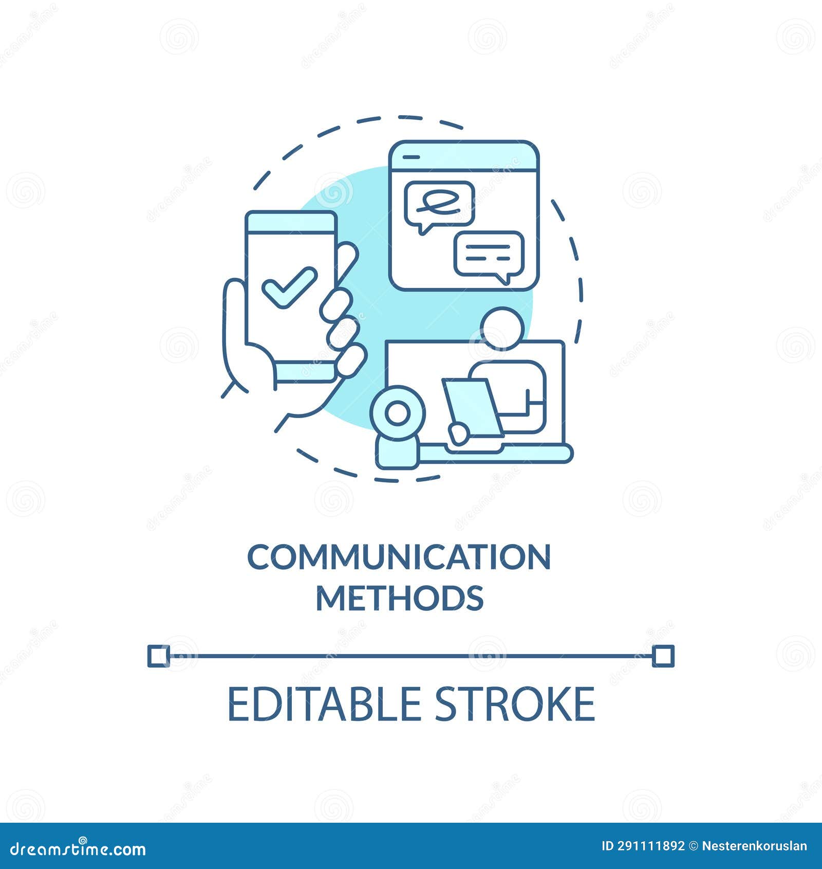 2D Communications Methods Linear Icon Concept Stock Illustration ...