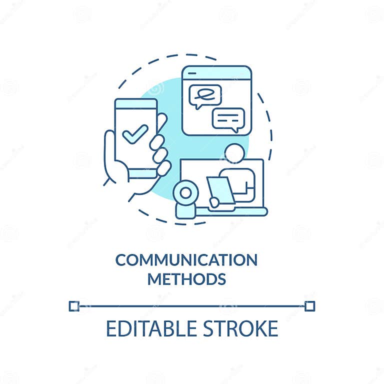 2D Communications Methods Linear Icon Concept Stock Illustration ...