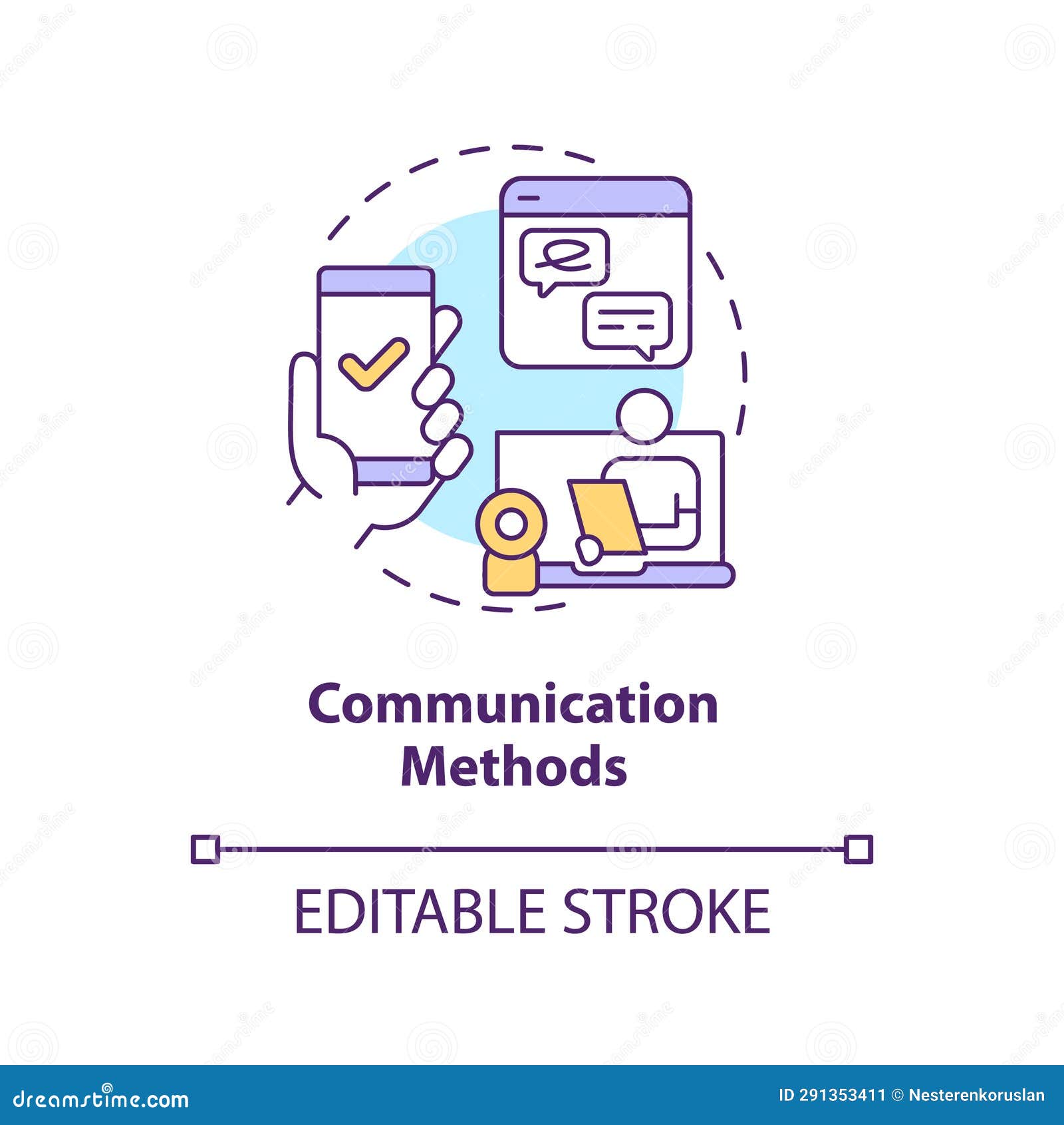 2D Communications Methods Linear Icon Concept Stock Vector ...
