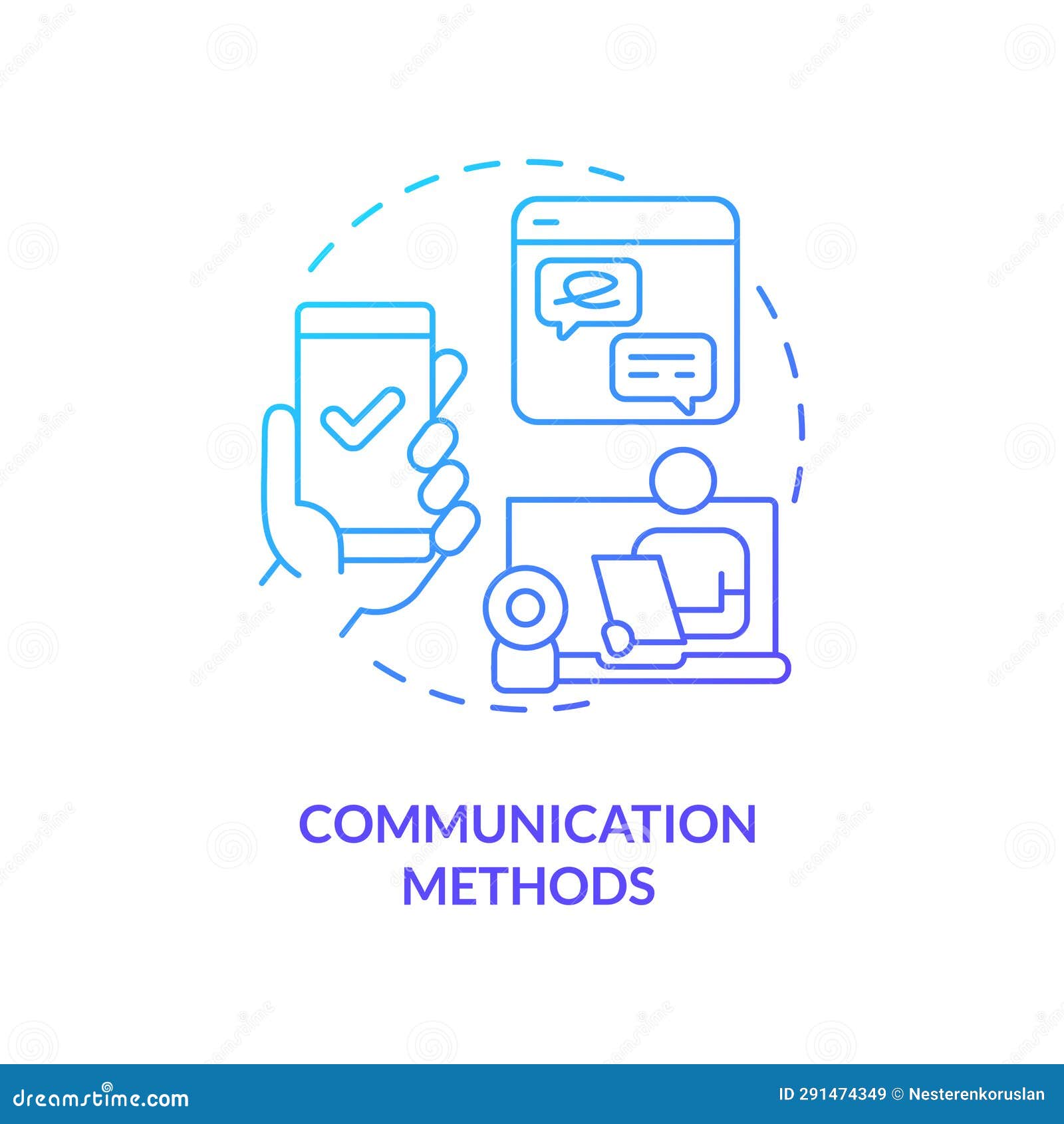 2D Communications Methods Linear Icon Concept Stock Illustration ...