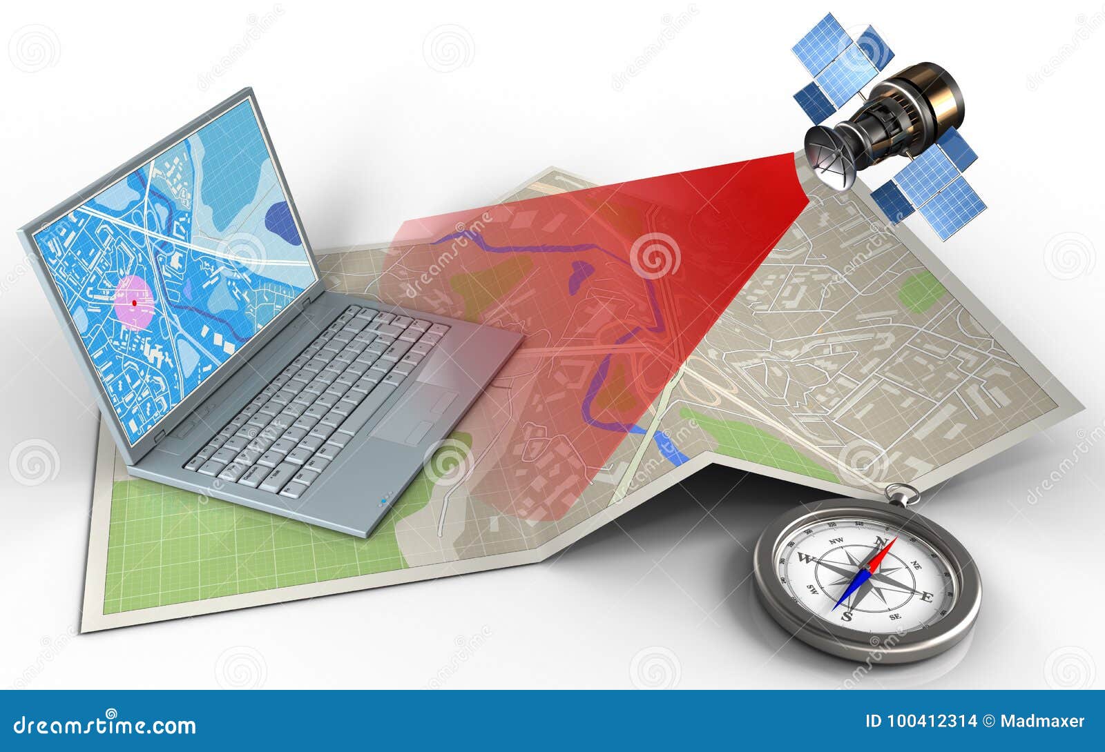 3d compass stock illustration. Illustration of satellite - 100412314