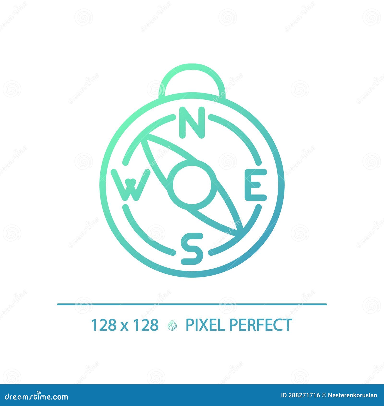 2D Compass Gradient Thin Linear Green Icon Stock Illustration ...