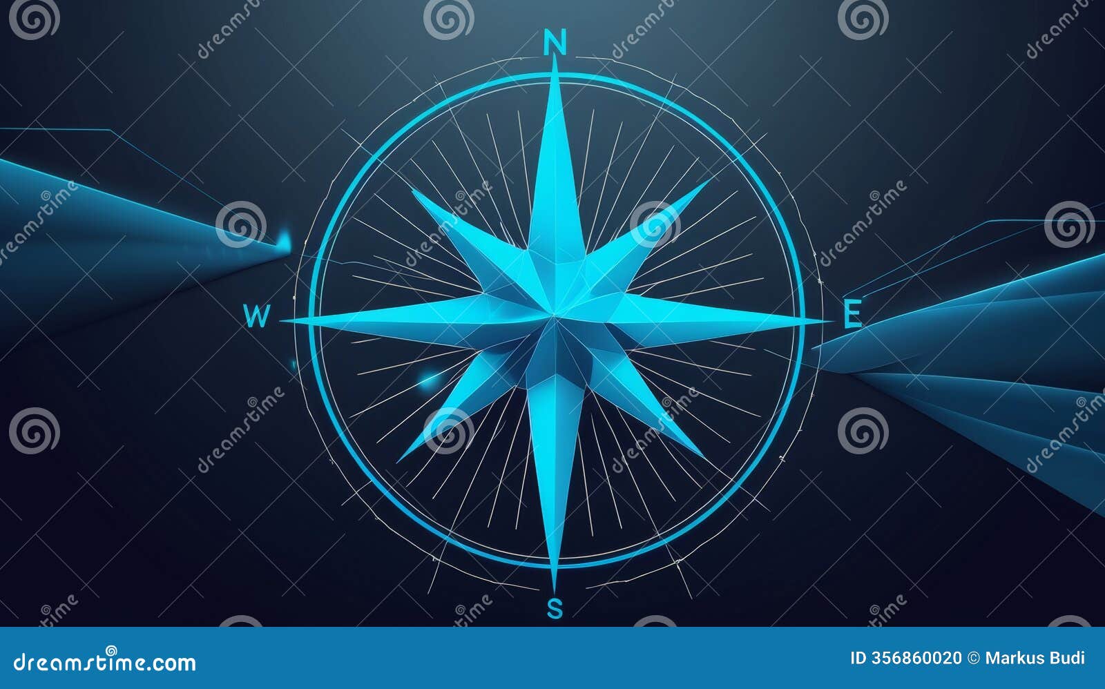 3D Compass Rose Graphic on a Dark Background Indicating Direction and ...