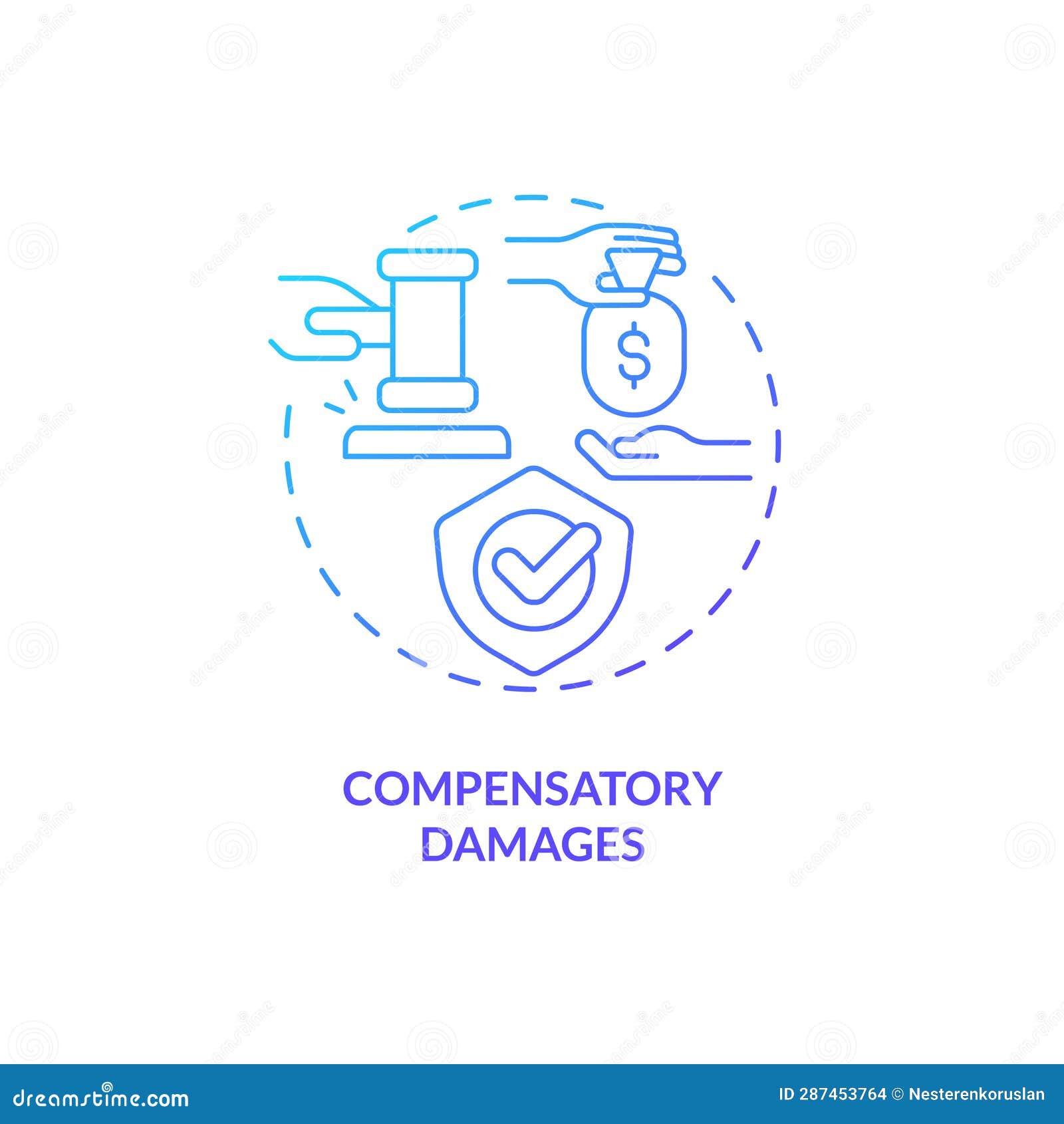 2D Compensatory Damages Gradient Icon Concept Stock Illustration ...