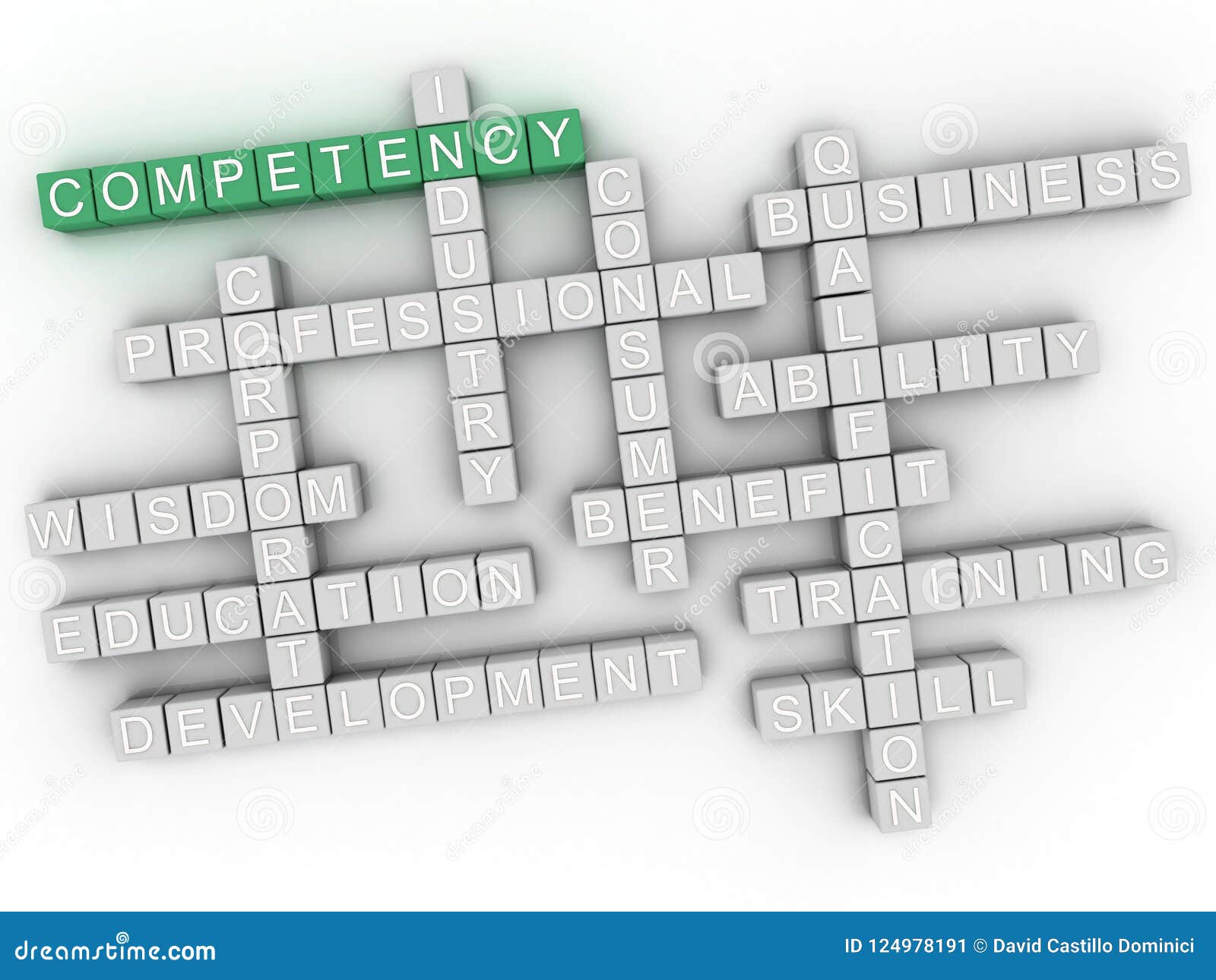 3d Competency Word Cloud Concept on White Background Stock Illustration ...