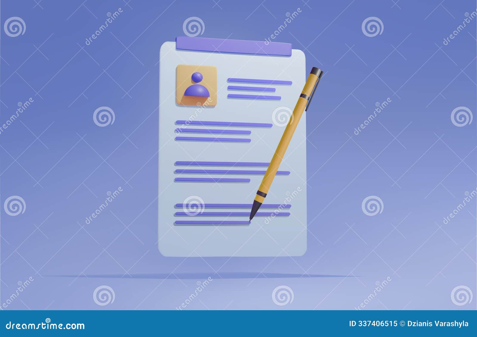 3D Completed Questionnaire and a Pen on Paper from the Clipboard. Stock ...