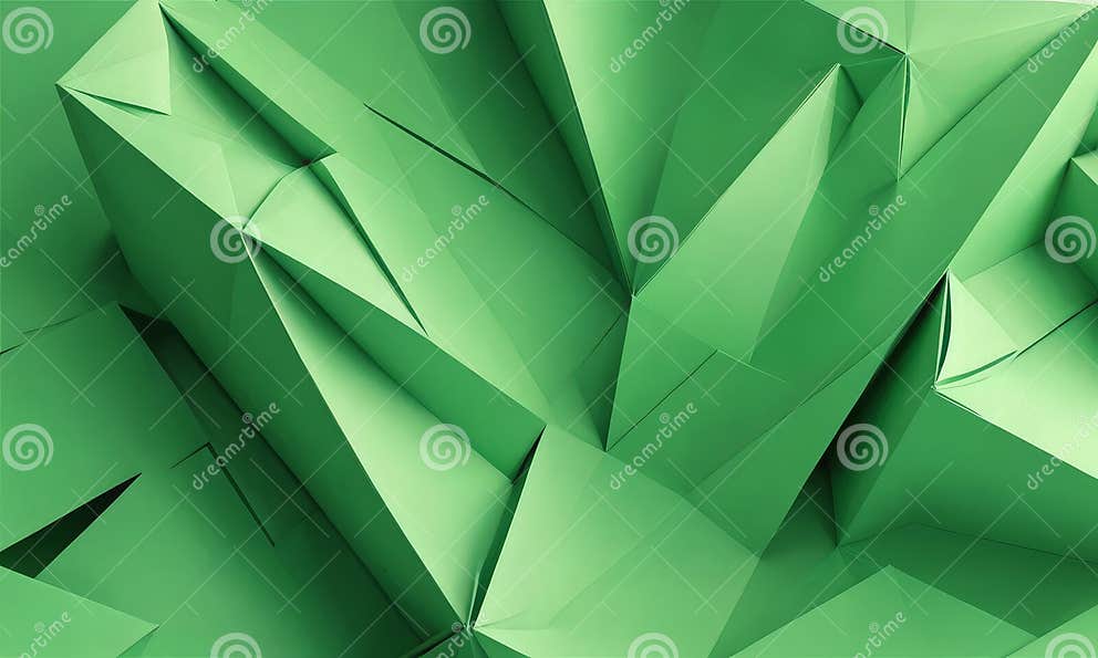 3D Complex, Abstract Geometric Pattern in Vibrant Green Color ...