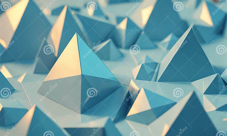 3D Complex Arrangement Blue Triangular Shapes, with Varying Sizes and ...