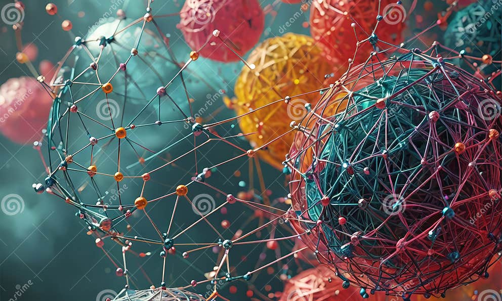 3D Complex Molecular Structure, Featuring Network Interconnected ...