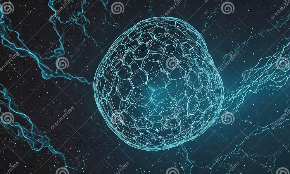 3D Complex Network Interconnected Lines and Shapes, Resembling Digital ...