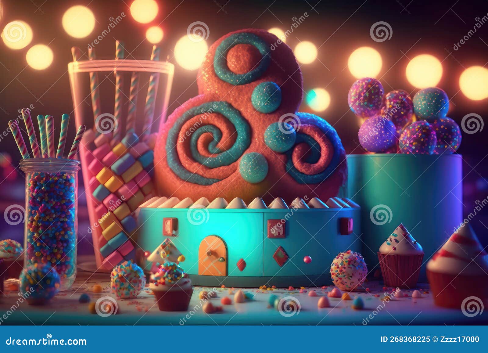 3D Composite Candy-Filled Carnival with Games. Generative AI Stock ...