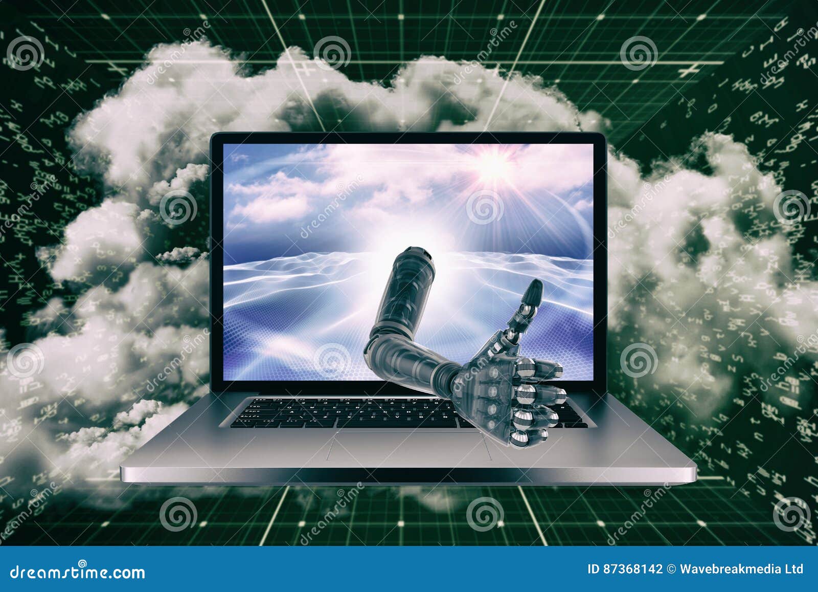 3D Composite Image of Cyborg Hand with Thumbs Up Stock Illustration ...