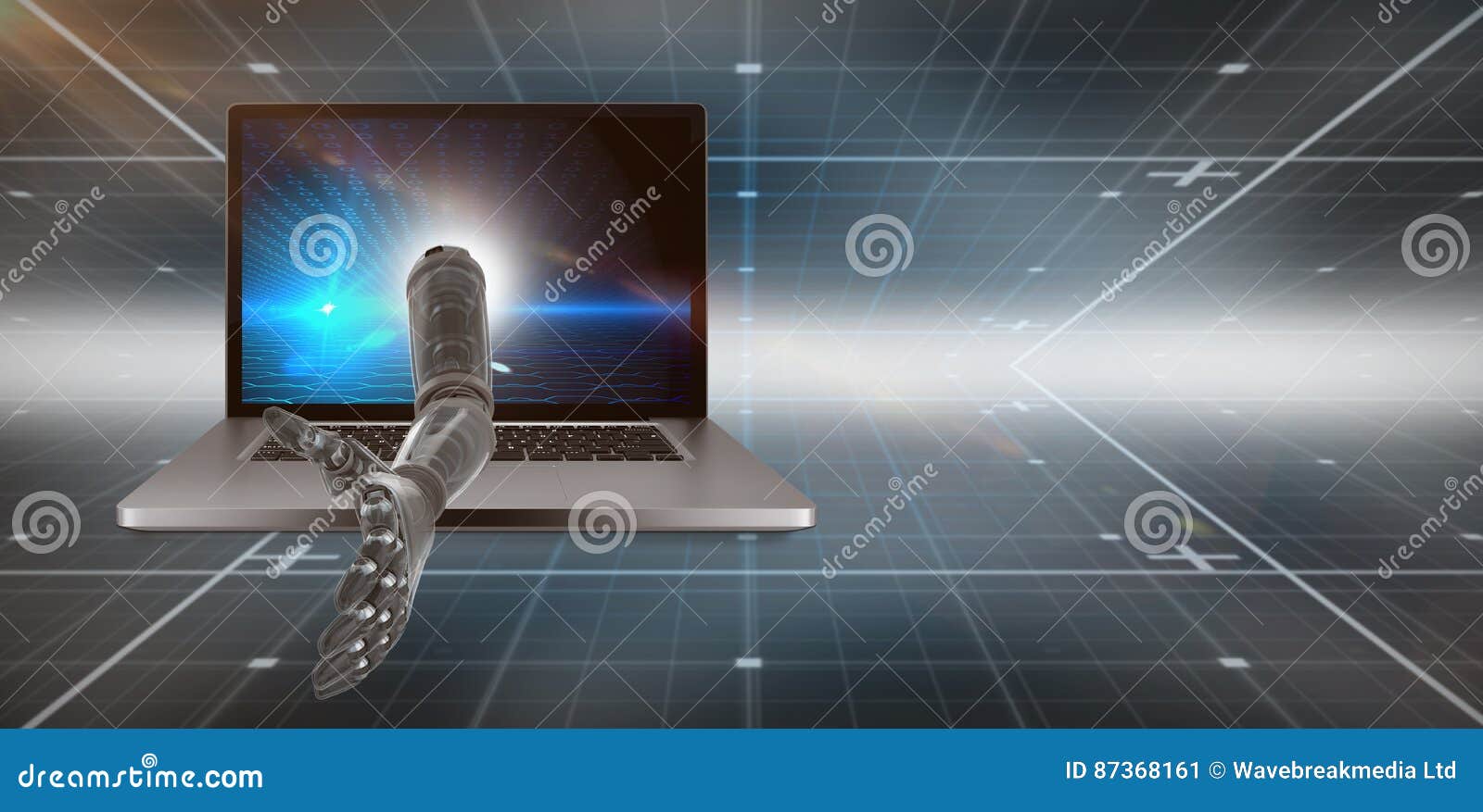 3D Composite Image Of Digital Generated Image Of Robotic Arm Stock ...