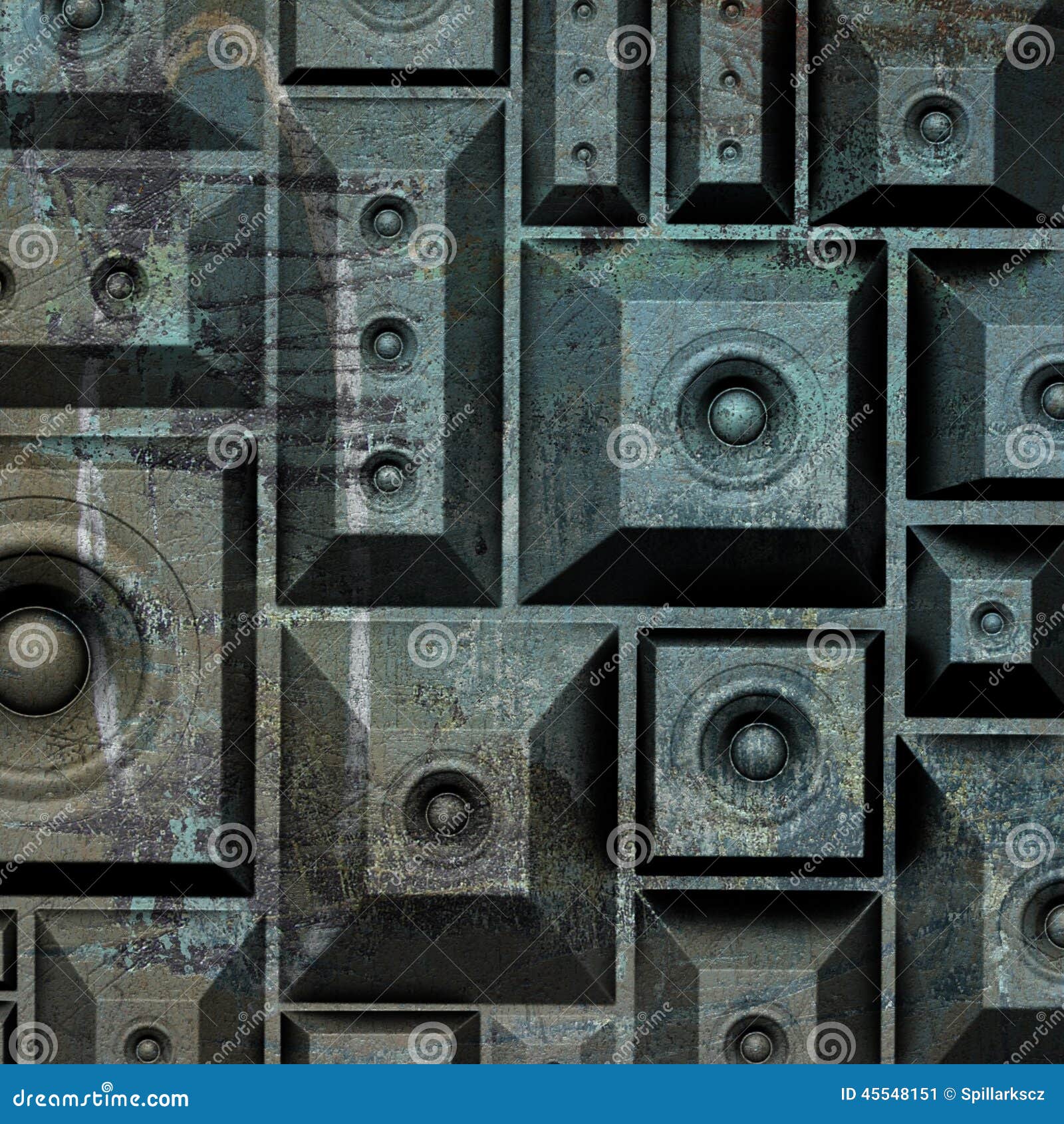 3d Composition Grunge Old Speaker Sound System Stock Illustration ...